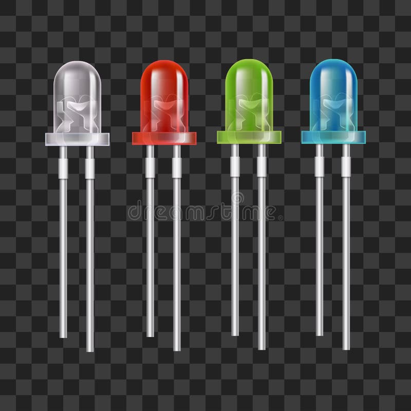Realistic Transparent Light Emitting Diode, LED Vector Illustration ...