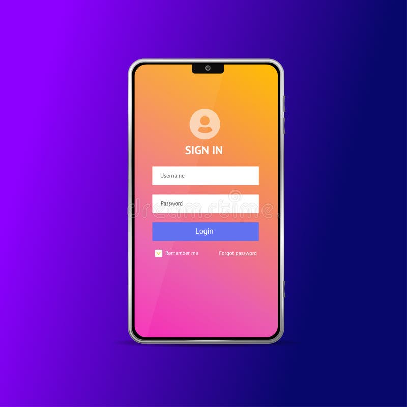 Realistic Detailed 3d Mobile Phone and Sign in Form. Vector Stock ...