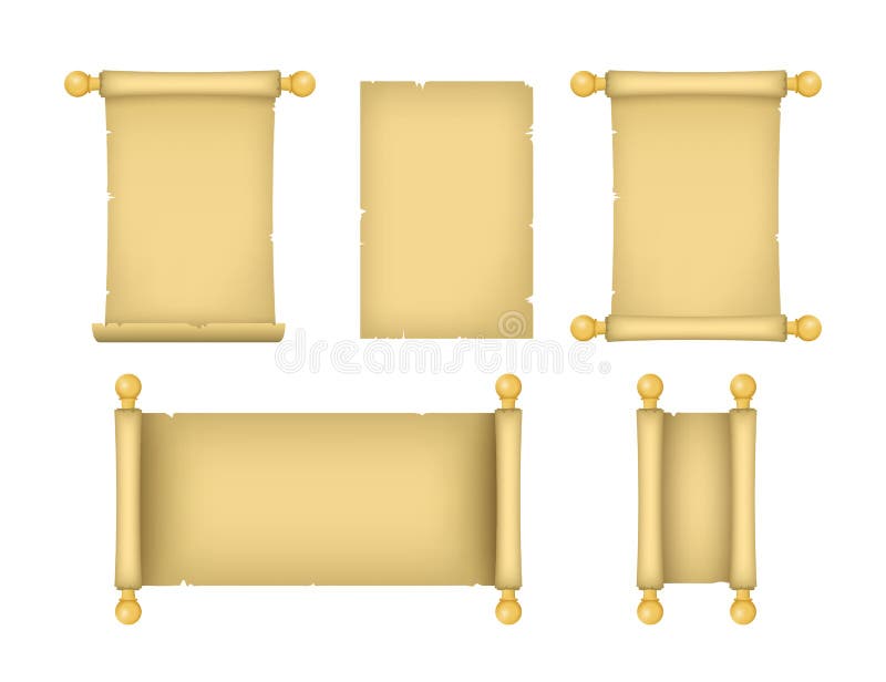 Realistic Detailed 3d Old Paper Scrolls Set. Vector Stock Vector ...