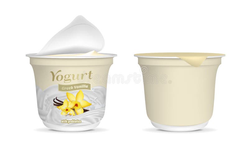 Realistic Detailed 3d Open Greek Vanilla Yogurt Packaging Container and ...