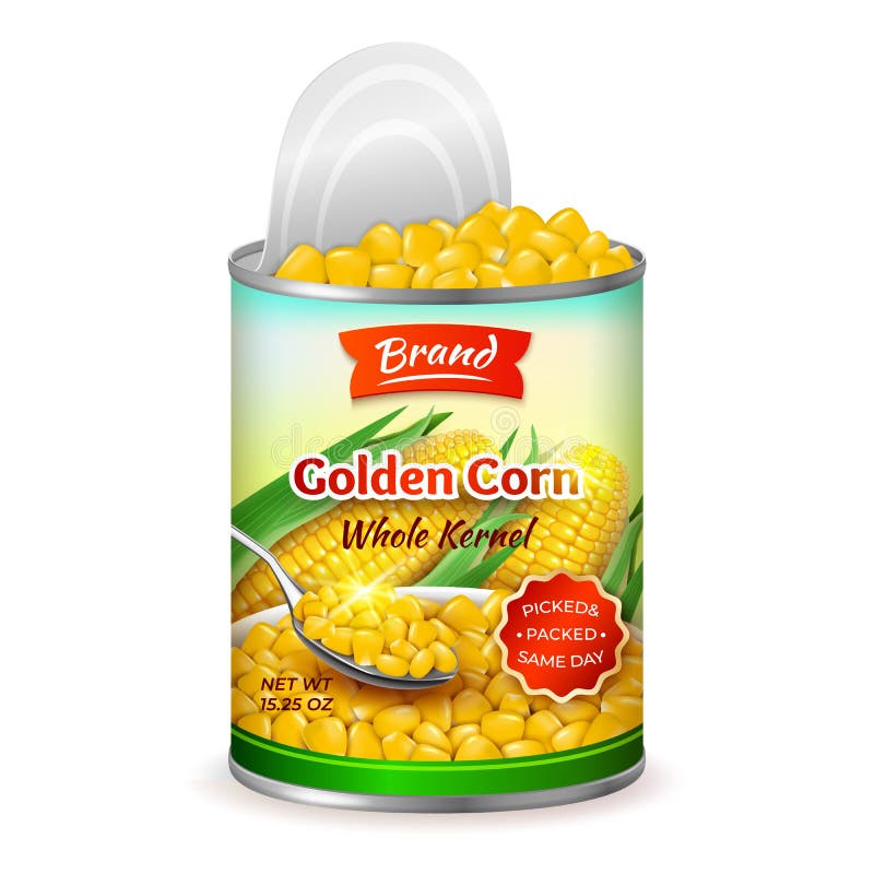 Realistic Detailed 3d Organic Canned Corn. Vector Stock Vector ...