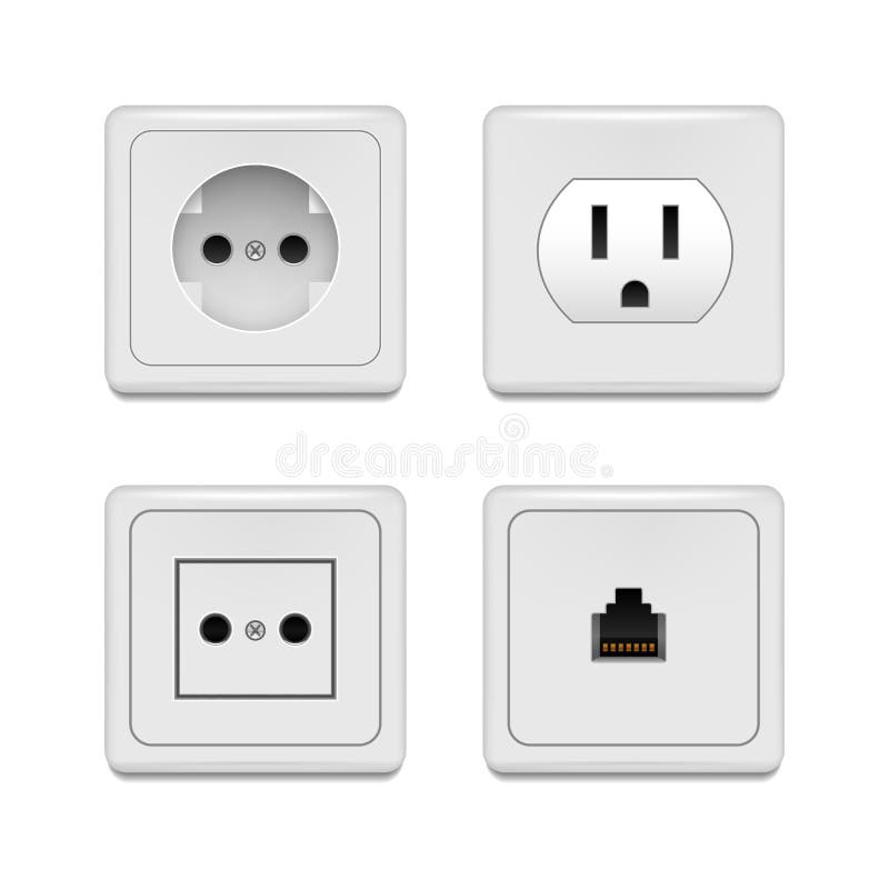 Realistic Detailed 3d Plastic White Blank Socket and Switch Template ...