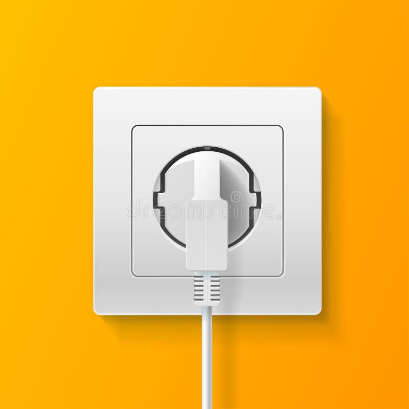 Two Plug Inserted in Double Wall Socket Realistic Vector Illustration ...