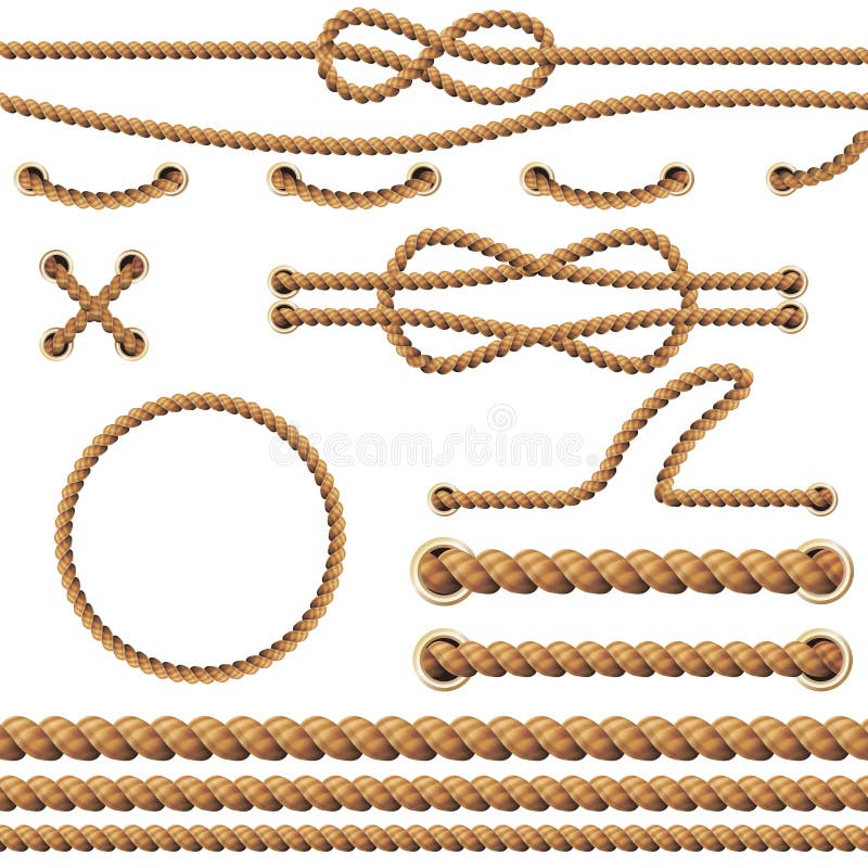Realistic Detailed 3d Rope Elements Set. Vector Stock Vector ...