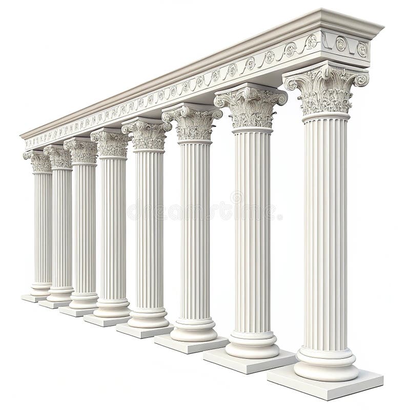 Realistic Detailed 3D Row of White Ancient Columns Stock Illustration ...