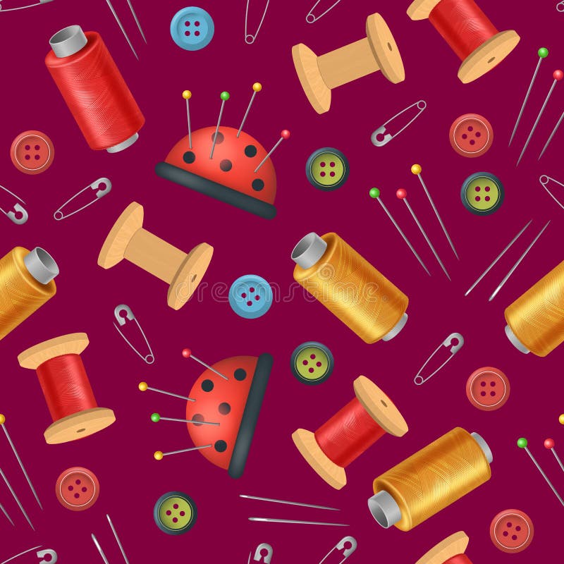 Tailoring Set Seamless Pattern Stock Vector Illustration Of Fabric