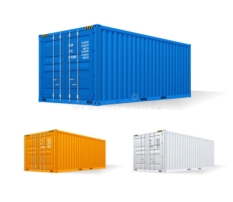 Realistic Detailed 3d Shipping Cargo Container Set. Vector Stock Vector ...