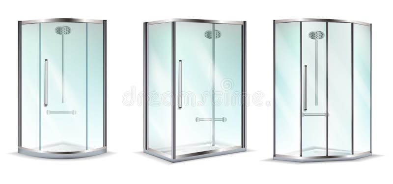 Realistic Detailed 3d Shower Cabin Set. Vector Stock Illustration ...