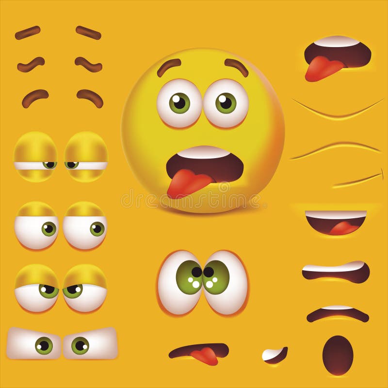 Realistic Detailed 3d Smiley Face Character Creation Constructor Set ...