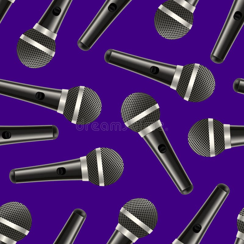 Realistic Detailed 3d Microphone Seamless Pattern Background. Vector ...