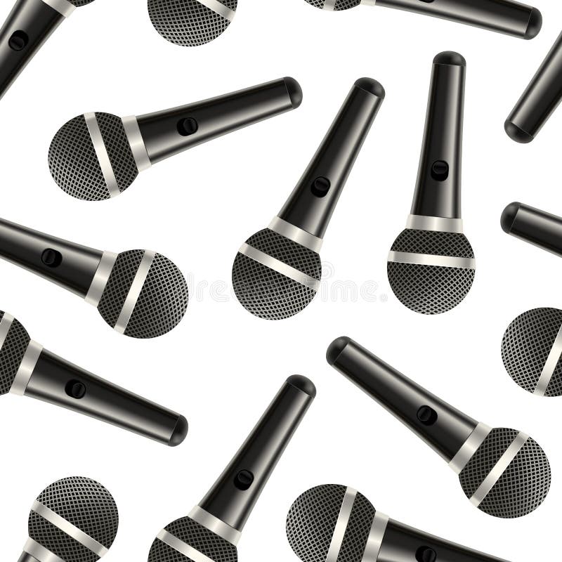 Realistic Detailed 3d Microphone Seamless Pattern Background. Vector ...
