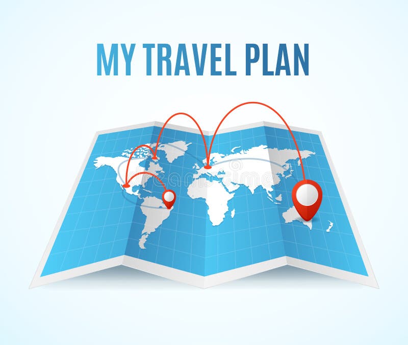 Realistic Detailed 3d Travel Plan Map Concept. Vector Stock Vector ...
