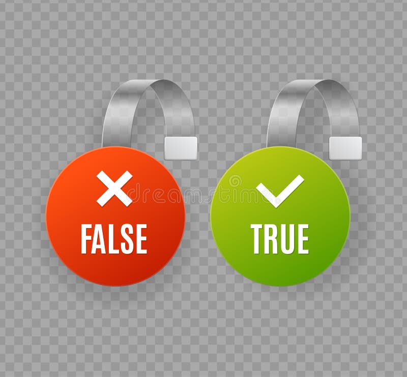 Realistic Detailed 3d True and False Labels Wobblers Set. Vector Stock ...