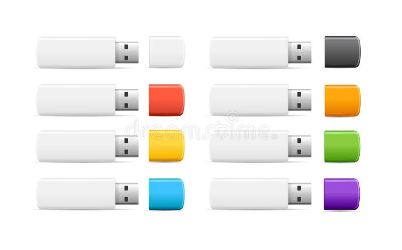 Realistic Detailed 3d Usb Flash Drive Set. Vector Stock Vector ...