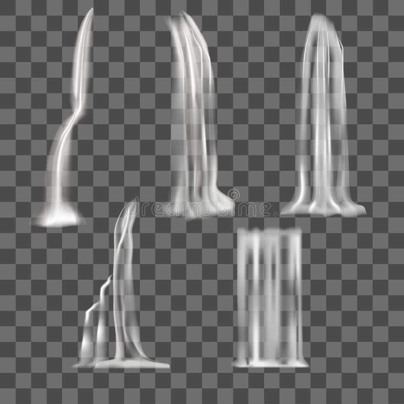 Realistic Detailed 3d Waterfall Elements Set. Vector Stock Vector ...