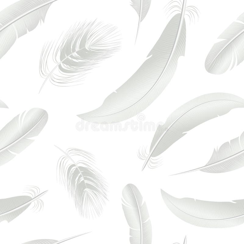 Realistic Detailed 3d White Bird Feathers Seamless Pattern Background ...