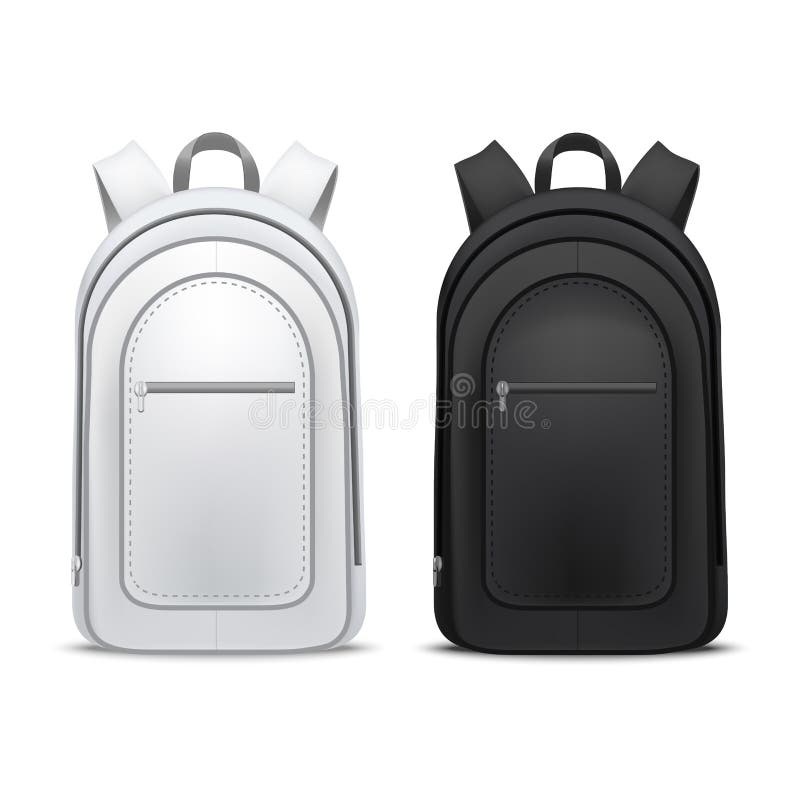 Realistic Detailed 3d White and Black Blank School Backpacks Template ... Realistic Detailed 3d White and Black Blank School Backpacks Template ...