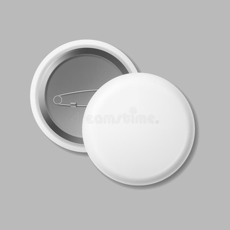 Realistic Detailed 3d White Blank Button Badge Template Mockup Set ...