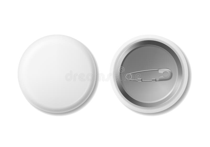 Realistic Detailed 3d White Blank Button Badge Template Mockup Set ...