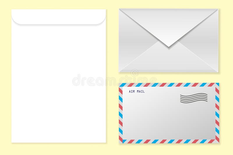 Realistic Detailed 3d White Blank Envelopes Empty Template Mockup Set ...