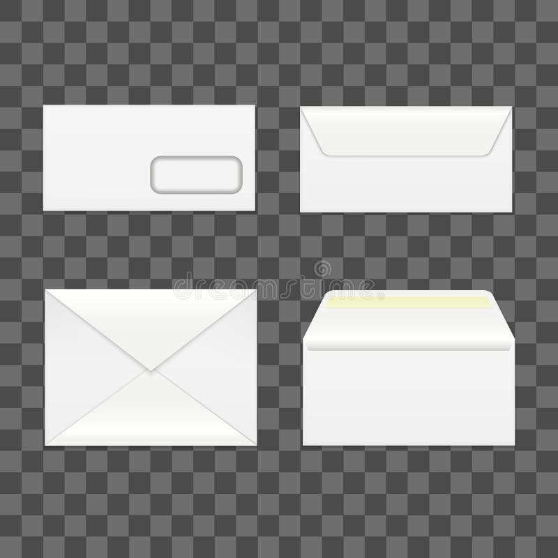 Realistic Detailed 3d White Blank Envelopes Template Mockup Set. Vector ...