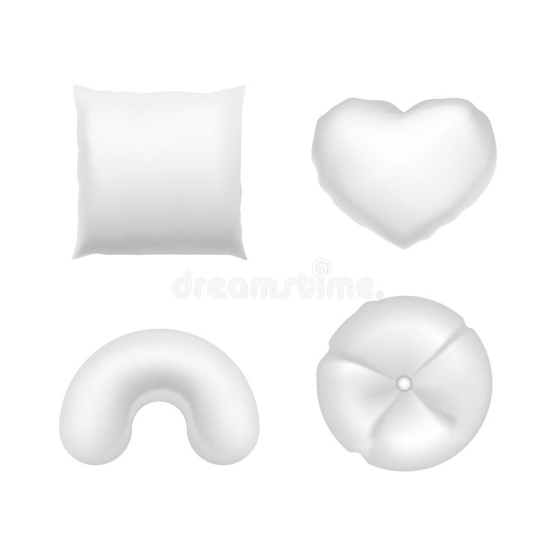 Realistic Detailed 3d White Blank Pillows Template Mockup Set Vector Stock Vector