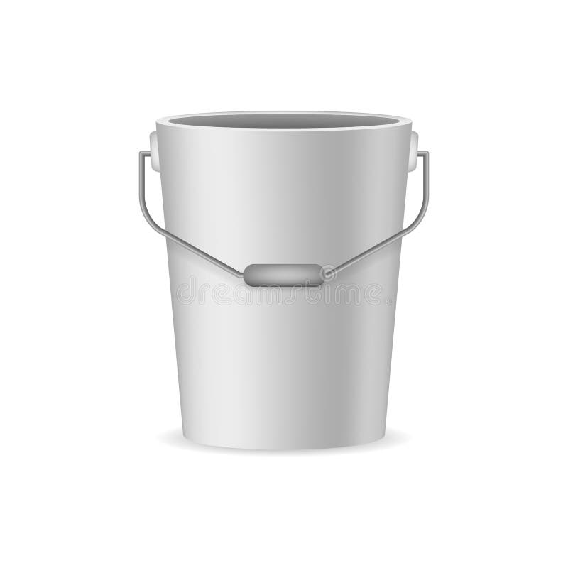 Realistic Detailed 3d White Bucket and Handle. Vector Stock Vector ...