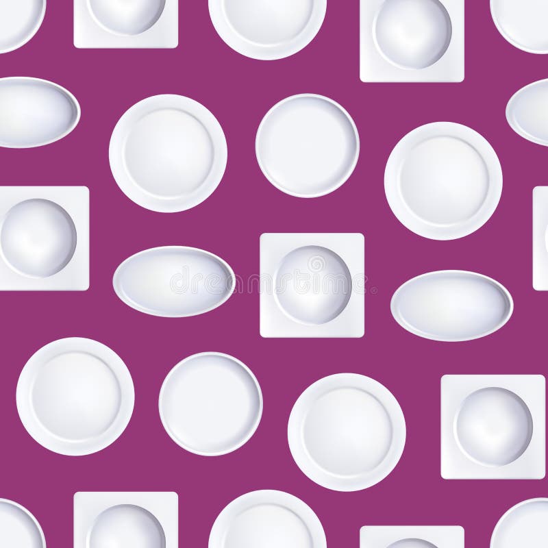 Realistic Detailed 3d White Food Plates Seamless Pattern Background ...