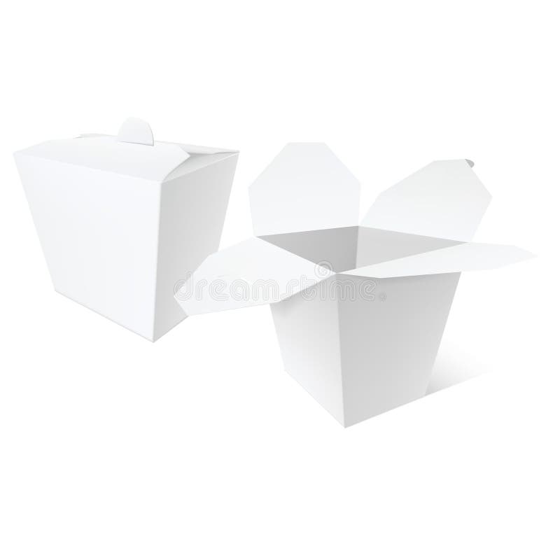 Realistic Detailed 3d White Wok Box Set. Vector Stock Vector ...