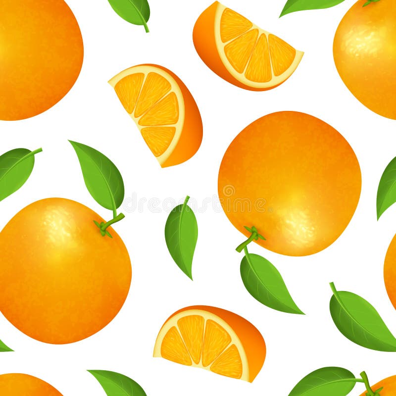Realistic Detailed 3d Whole Orange and Slice Seamless Pattern ...