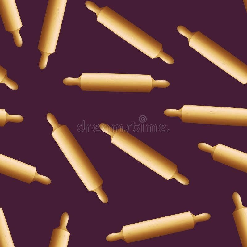 Realistic Detailed 3d Wooden Rolling Pin Seamless Pattern Background ...