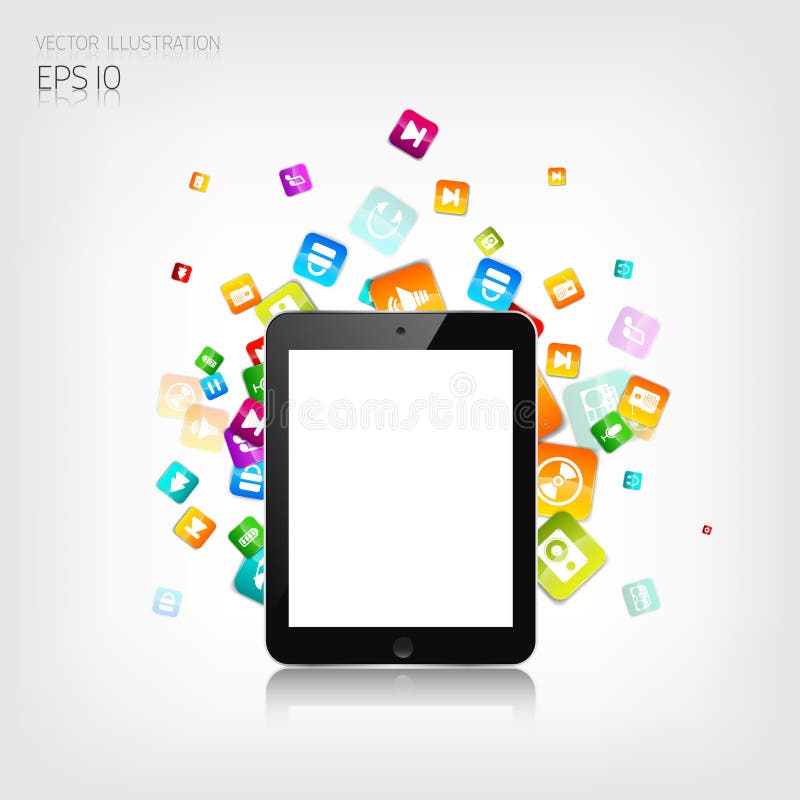 Tablet Application Concept Idea in Flat Style Stock Vector ...