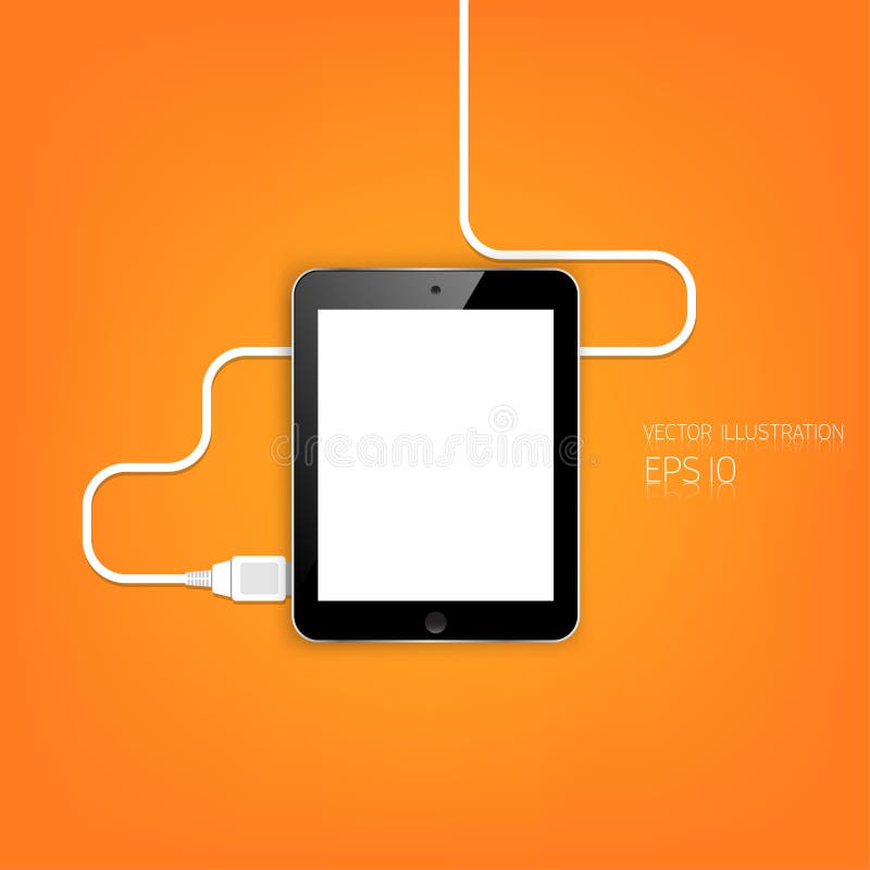 Realistic Detailed Flat Tablet. Usb Connection. Stock Vector ...