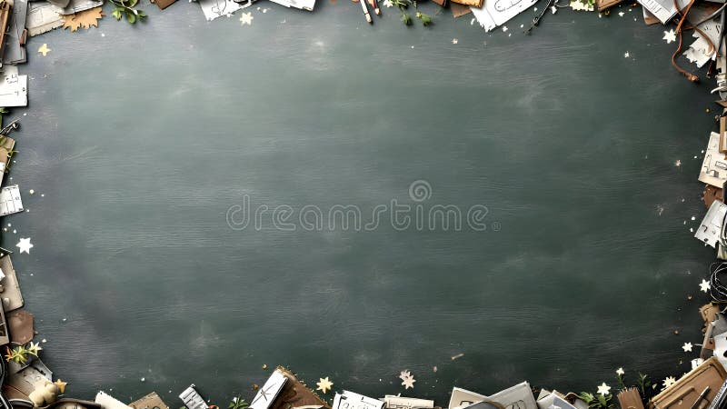 Old School Table with Random Frame Detailed Illustration Stock ...