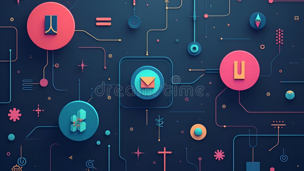 Random Tech Items Abstract Background on White Stock Illustration ...