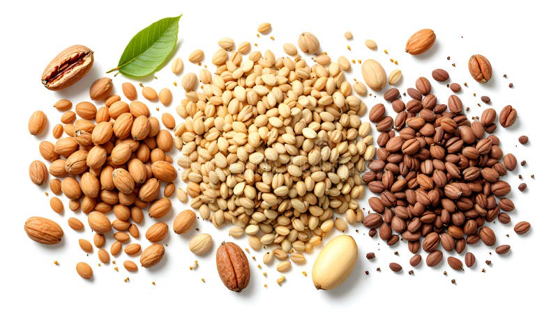 Three Groups of Different Seeds on White Background Stock Illustration ...