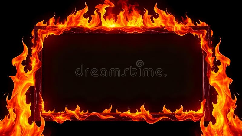 Unique Fire Flames Frame of a Blank Board To Present Ideas Stock ...