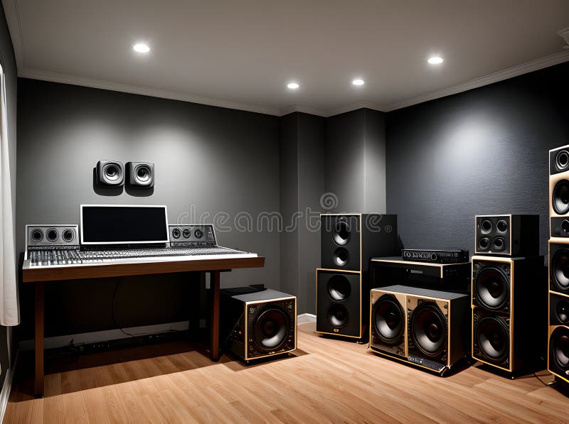 Realistic Detailed Music Studio Interior Design. Stock Illustration ...