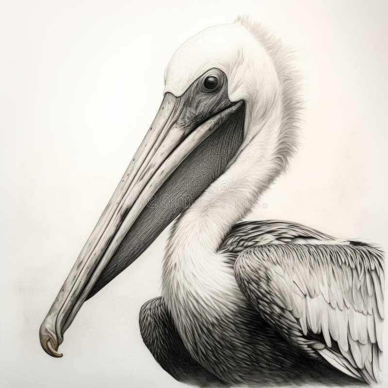 Detailed Pelican Portrait Drawing in Zbrush Style Stock Illustration ...