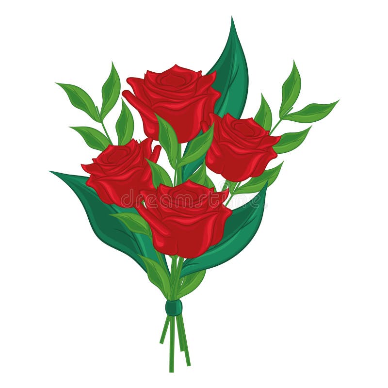 Realistic Detailed Rose Flowers Bouquet Vector Stock Vector ...