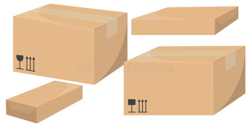 Realistic and Detailed Vector Illustrations of Cardboard Delivery Boxes ...