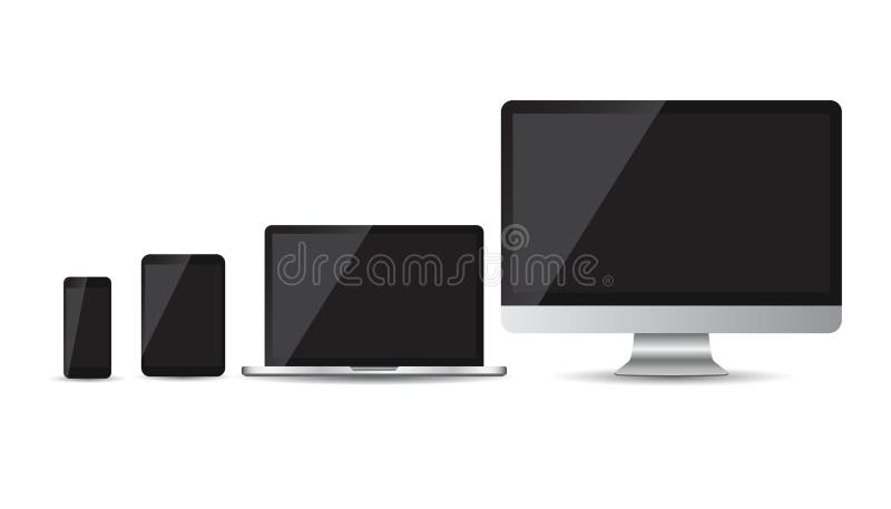 Realistic Device Flat Icons: Smartphone, Tablet, Laptop and Desktop ...