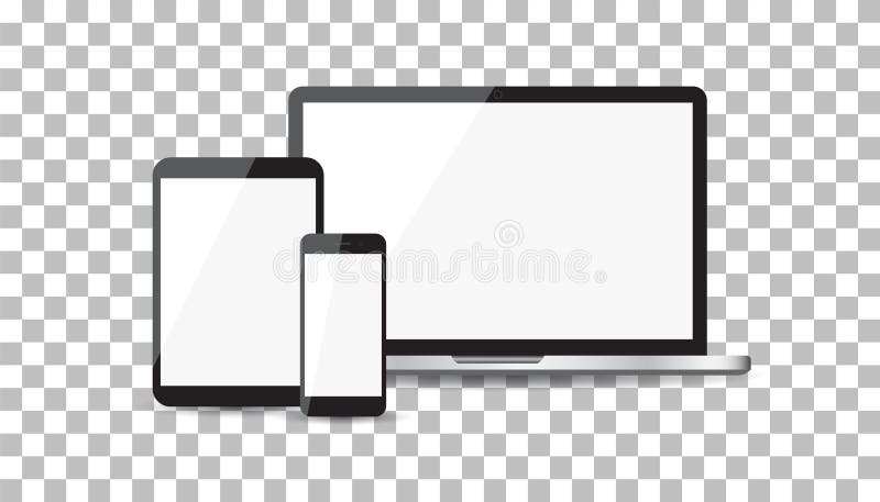 Realistic Device Flat Icons: Smartphone, Tablet, Laptop and Desktop ...