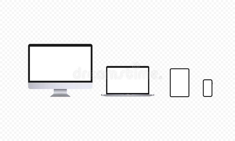 Realistic Devices Icon Set. Computer Screen, Notebook, Tablet and ...