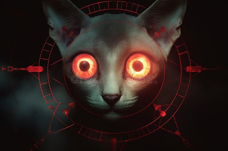 A Realistic Devil Cat with Glowing Red Eyes. Generative AI Stock ...