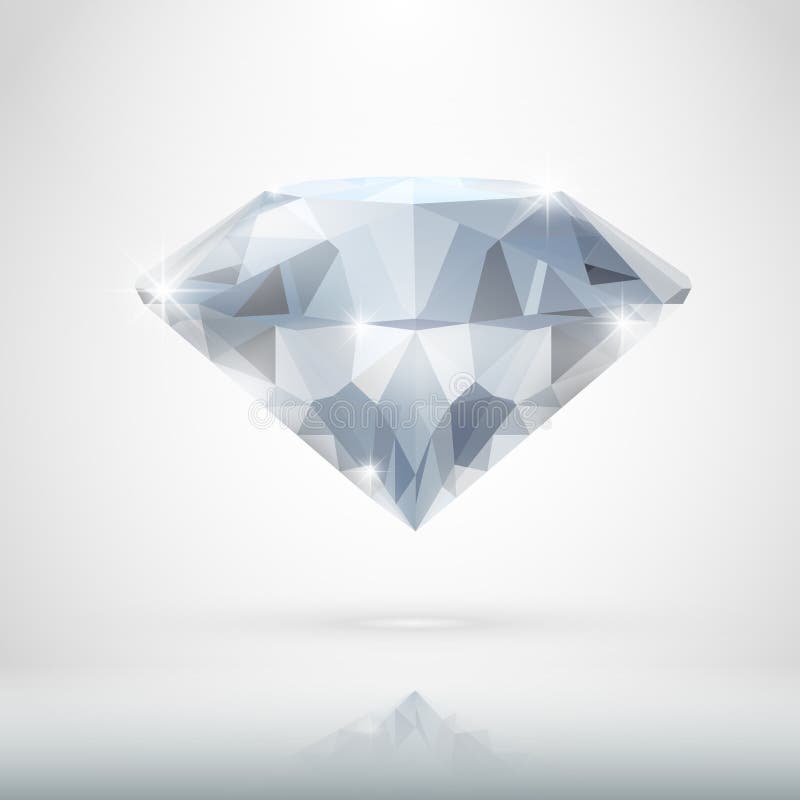Realistic Diamond Isolated on White Stock Vector - Illustration of ...