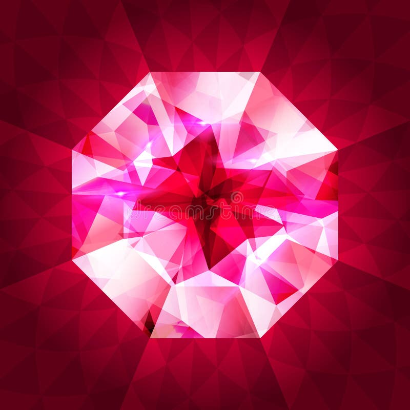 Realistic Diamond in Top View on Shiny Background. Stock Vector ...