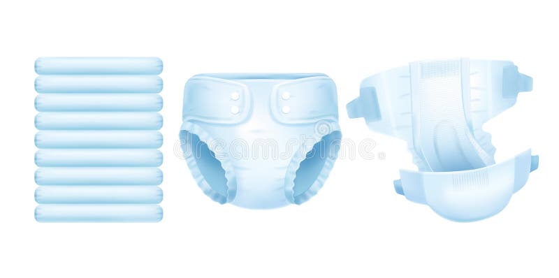 Baby Diapers Realistic Set stock vector. Illustration of icons - 284995754