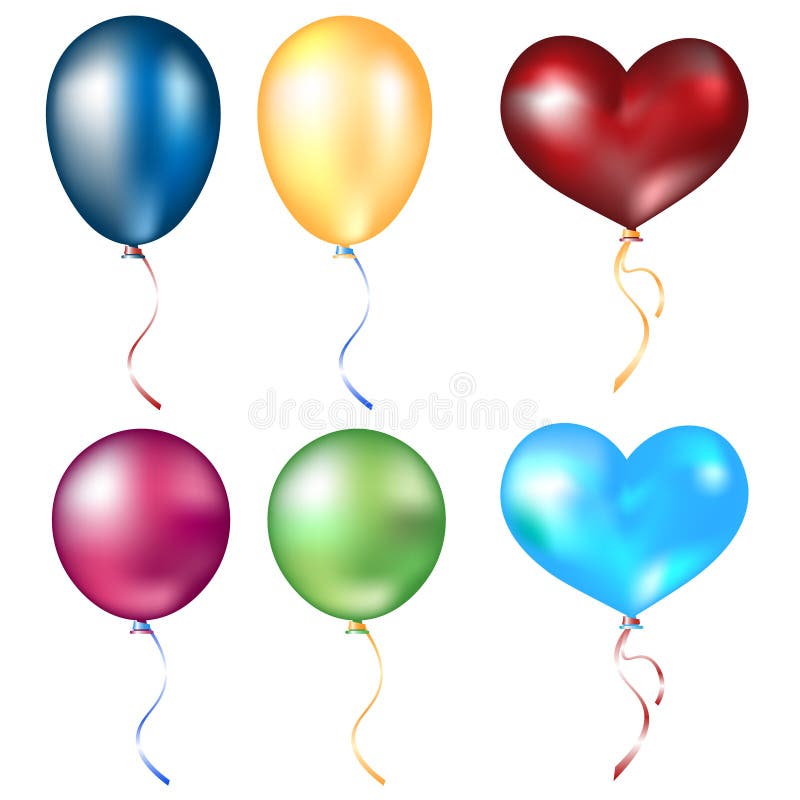 Realistic Different Balloons Set Stock Vector - Illustration of ballon ...