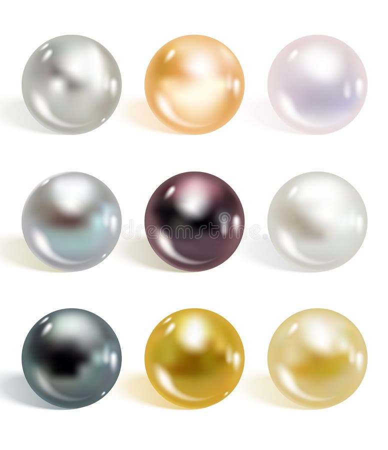 Realistic Different Colors Pearls Set. Stock Vector - Illustration of ...